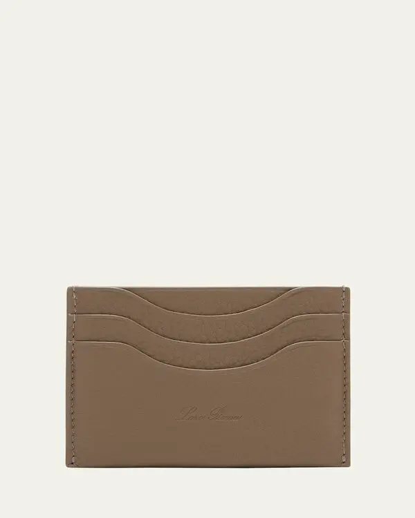 Loro Piana Extra Grained Calfskin Card Holder - Warm Mastic