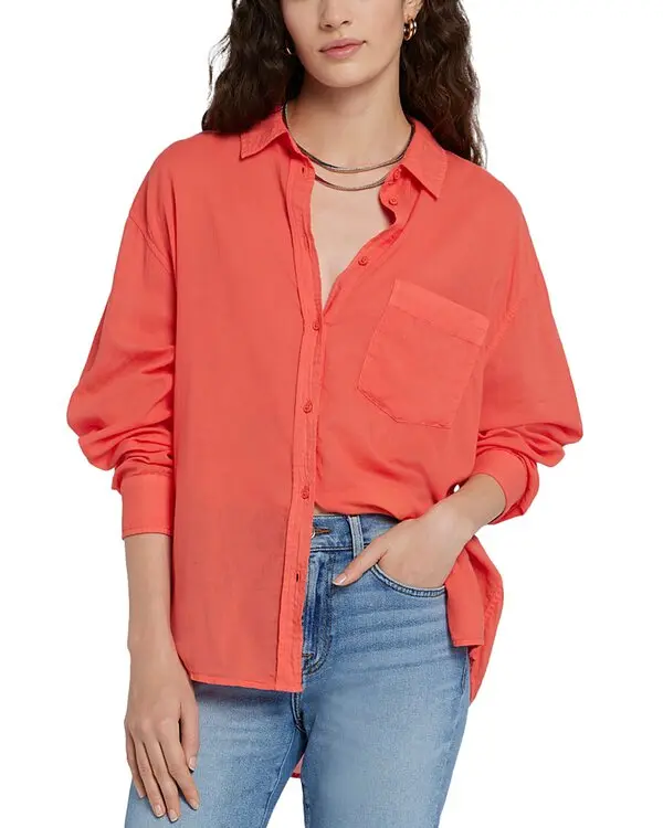 7 For All Mankind Button-front Shirt - Grapefruit