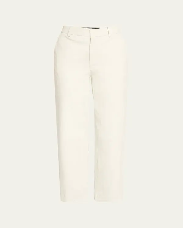 Sprwmn Cropped Bootcut Leather Trousers - White