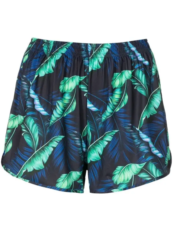 LYGIA & NANNY Leaf-print Mini Shorts - Blue