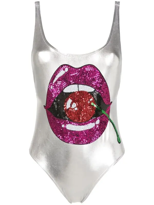 BRIGITTE Sequinned Swimsuit - Silver
