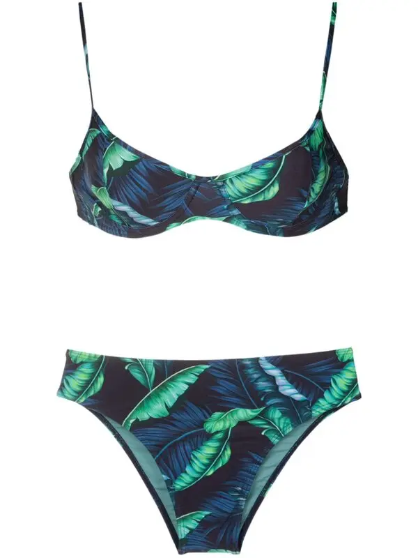 LYGIA & NANNY Lilica Leaf-print Bikini - Blue