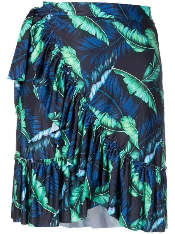LYGIA & NANNY Laurita Leaf-print Miniskirt - Blue