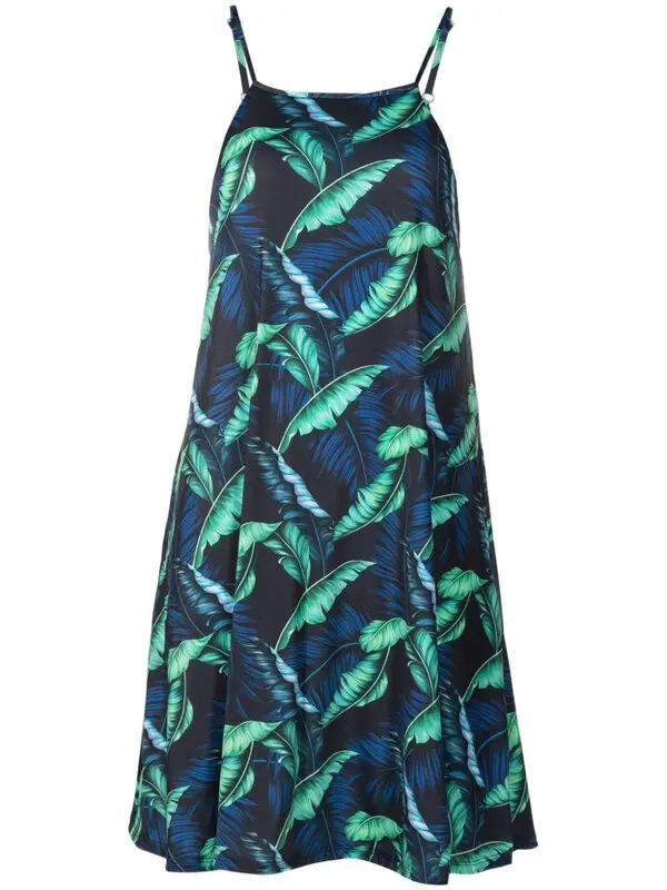 LYGIA & NANNY Isis Leaf-print Mini Dress - Blue