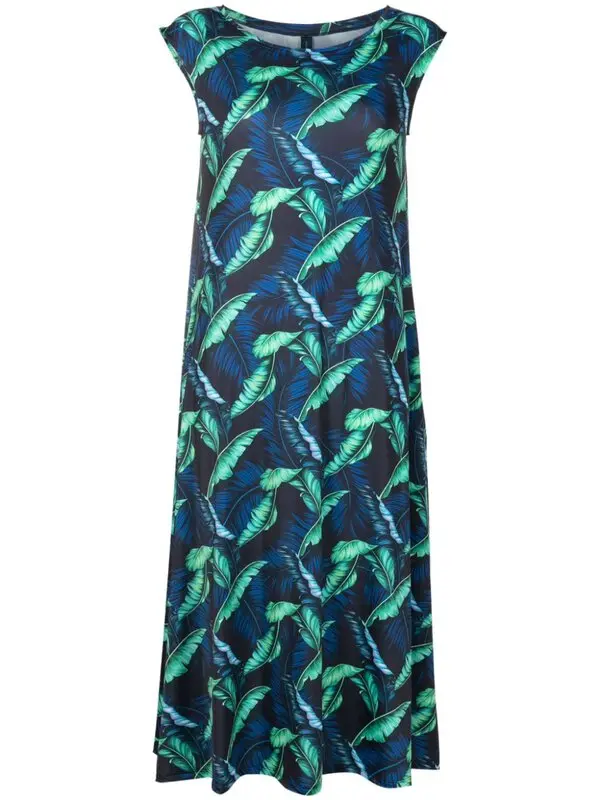 LYGIA & NANNY Leaf-print Midi Dress - Blue
