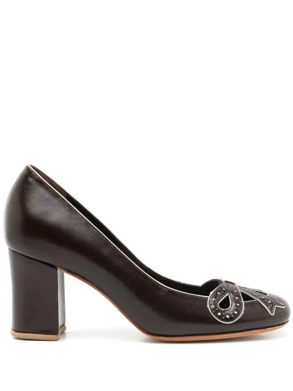STUDIO CHOFAKIAN Audrey 55mm Leather Pumps - Brown