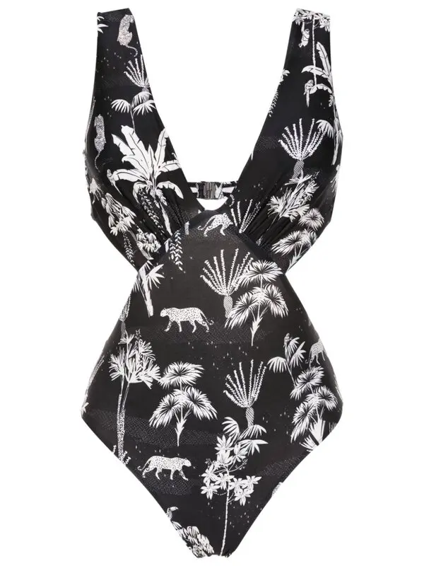LYGIA & NANNY Graphic-print Cut-out One-piece