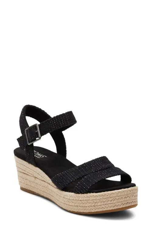 Toms Audrey Ankle Strap Espadrille Wedge Sandal - Black