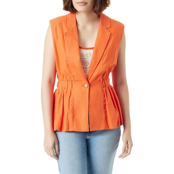 Sam Edelman Lester Elastic Waist Linen Blend Vest