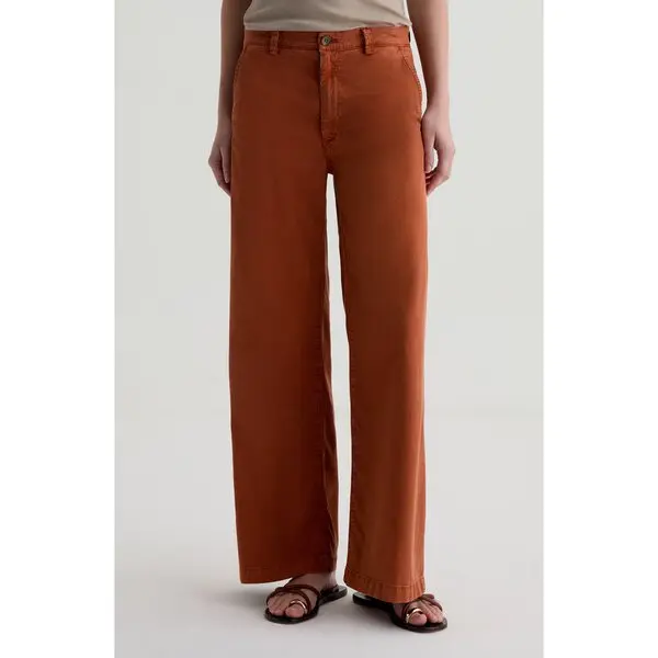 Ag Caden Twill Wide Leg Trousers - Sulfur Cavern Clay