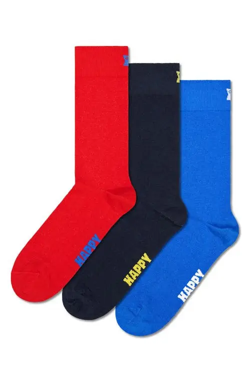 Happy Socks Assorted 3-pack Crew Socks - Blue Multi