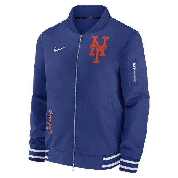 Nike New York Mets Authentic Collection Mlb Full-Zip Bomber Jacket