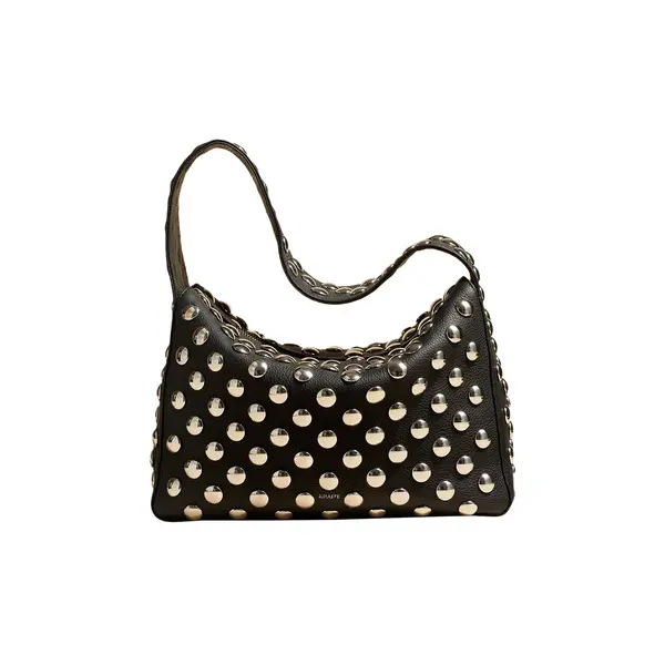 Khaite Elena Shoulder Bag With Silver Studs - Black