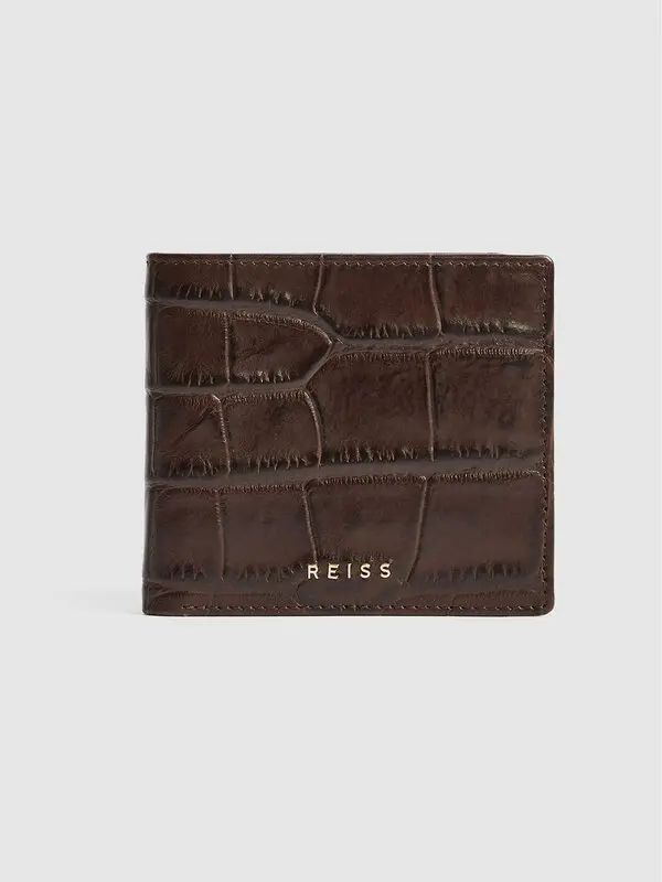 REISS Cabot Leather Wallet - Chocolate