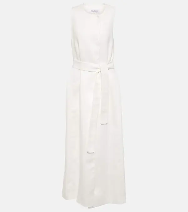 Max Mara Aureo Linen Twill Midi Wrap Dress