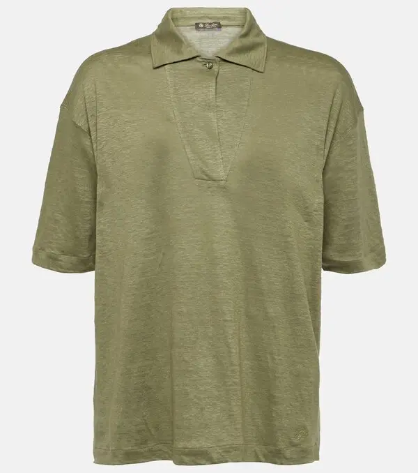 Loro Piana Linen Polo Top - Green