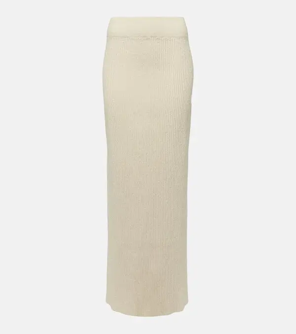 TOTÊME Cotton-blend Bouclé Maxi Skirt - White