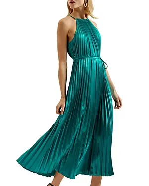 Ted Baker London Pleated Halter Neck Midi Dress In Green - 30% Off |  Editorialist