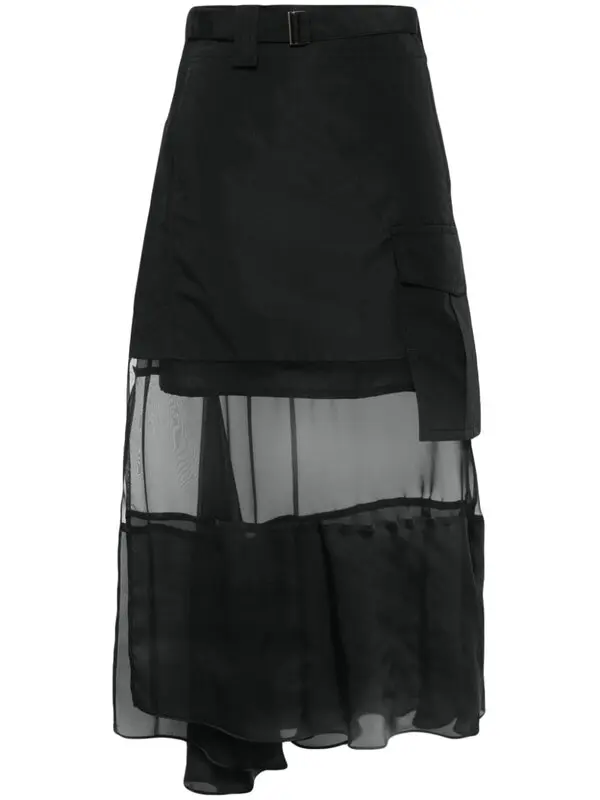 Sacai Asymmetric Panelled Midi Skirt