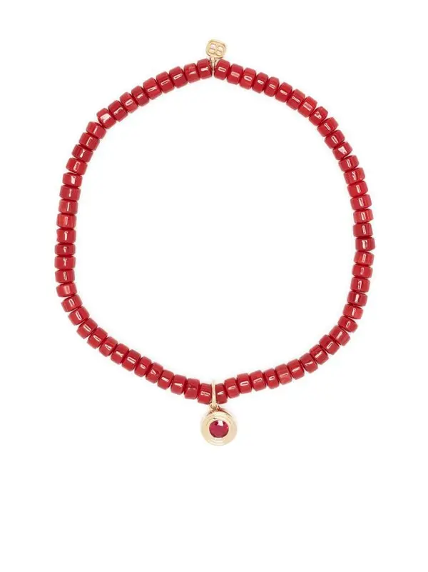 SYDNEY EVAN 14kt Yellow Gold And Ruby Beaded Bracelet