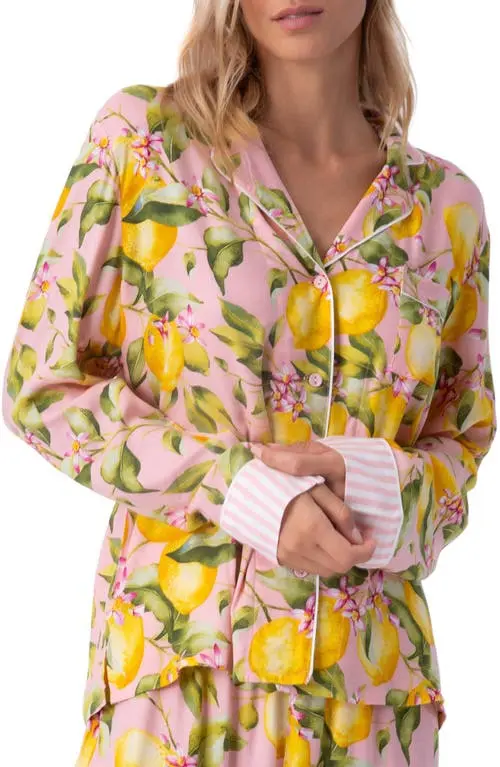 Pj Salvage In Bloom Button-Up Pajama Top In Lemon 60% Off