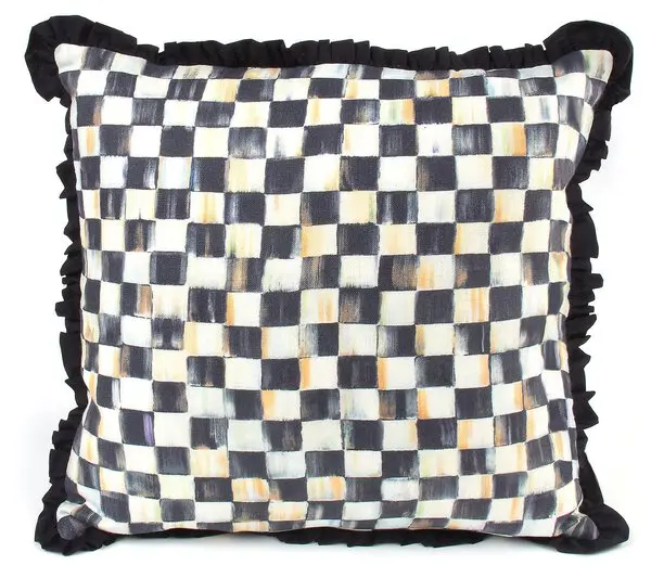 MACKENZIE-CHILDS Courtly Check Ruffled Square T Hrow Pillow