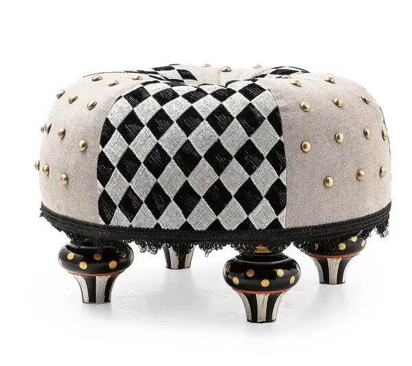 MACKENZIE-CHILDS Diamond And Dot Footstool