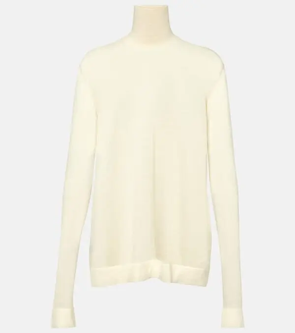 THE ROW Fulton Cashmere Turtleneck Sweater - White