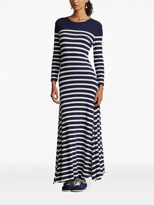Ralph Lauren Striped Waffle-Knit Maxi Dress In Blue - 52% Off | Editorialist