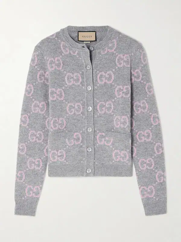 Gucci Wool-Jacquard Cardigan - Gray | Editorialist