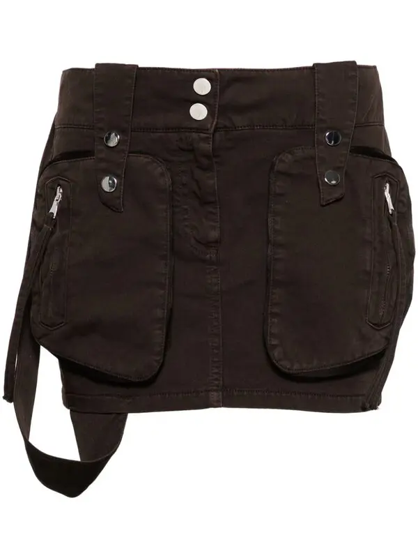 Blumarine Twill Mini Skirt With Cargo Pockets - Brown