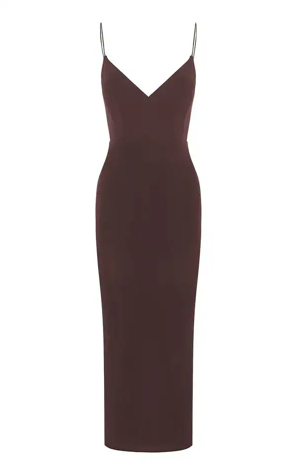 Alex Perry Bodycon Crepe Jersey Midi Dress In Brown - 70% Off | Editorialist