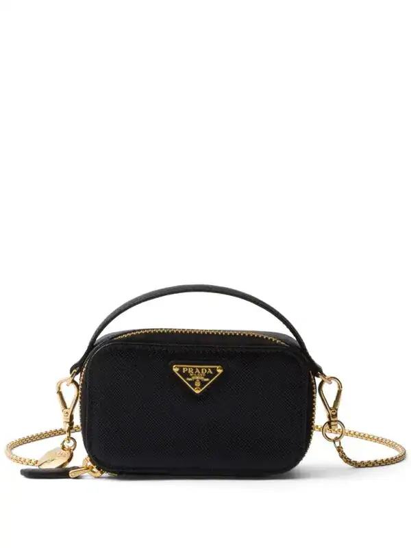 Prada Detachable Chain Crossbody Prada 1DH010 Black Saffiano - Main Image