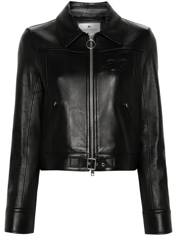 COURREGES Iconic Zip-up Leather Jacket