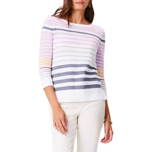 NIC+ZOE Slate Stripe Cotton Blend Sweater