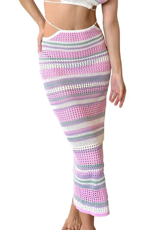CAPITTANA Lia Stripe Cover-up Midi Skirt - Multicolor