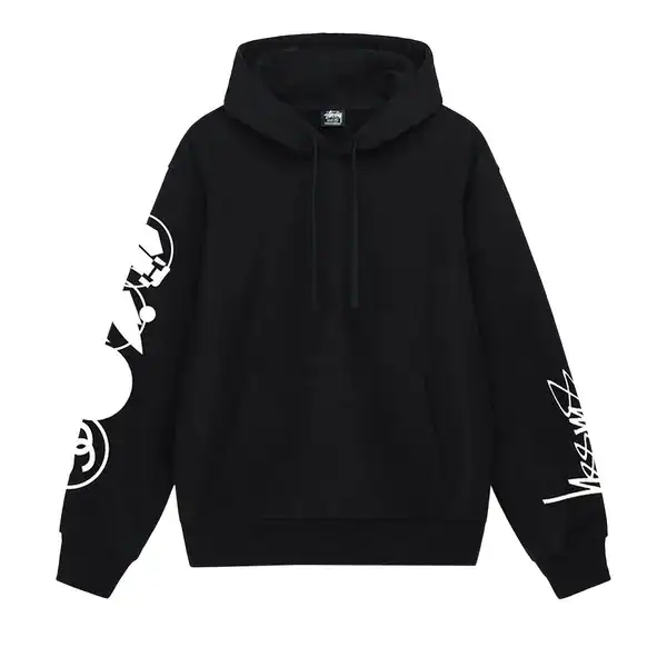 StüSsy Stacked Pigment Dyed Hoodie - Black | Editorialist