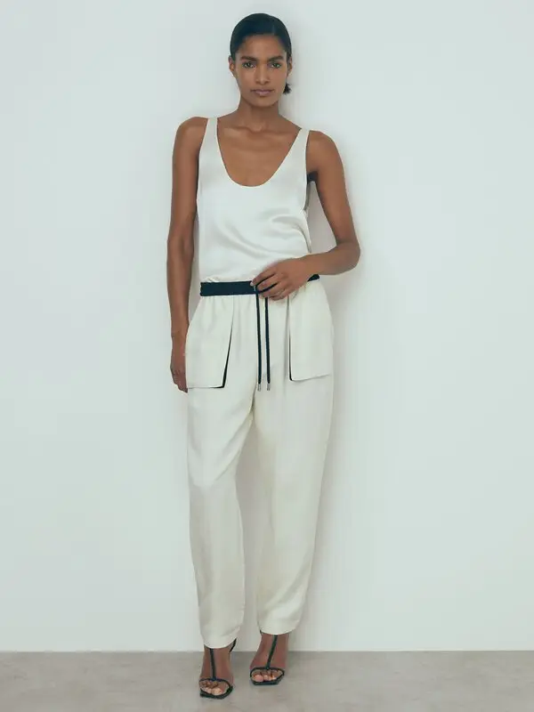 ATELIER Pearl Relaxed Contrast Detail Cargo Trousers