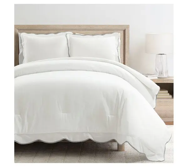 LUSH DECOR Coastal Chic Scallop Edge Reversible Quilt Set- F