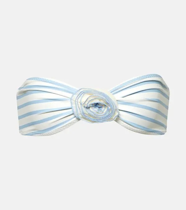 SAME Rose Floral-appliqué Bandeau Bikini Top - Blue