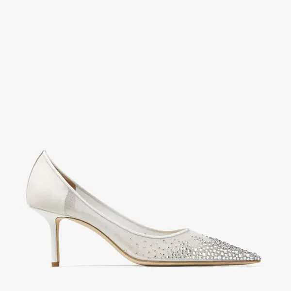 JIMMY CHOO Love 65 Mesh Pumps With Dégradé Crystals