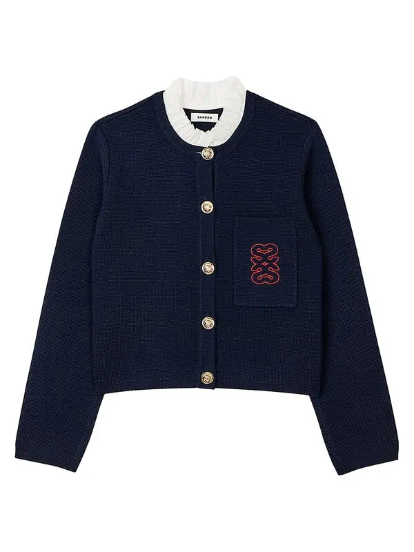 Sandro Coatigan With Ruffled Collar