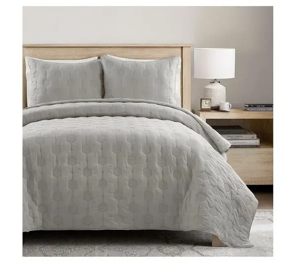 LUSH DECOR Hexagon Honeycomb Texture Cotton Qui Lt Set- K/cal