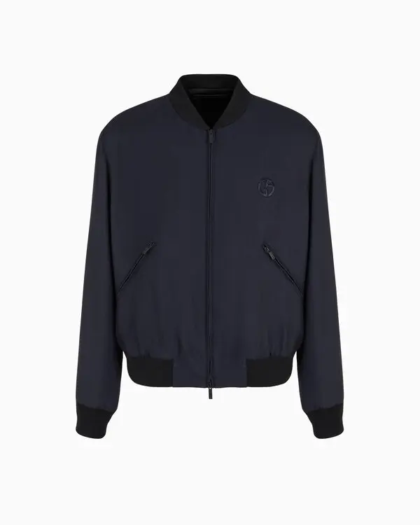 Giorgio Armani Cashmere And Silk Canvas Blouson - Navy Blue