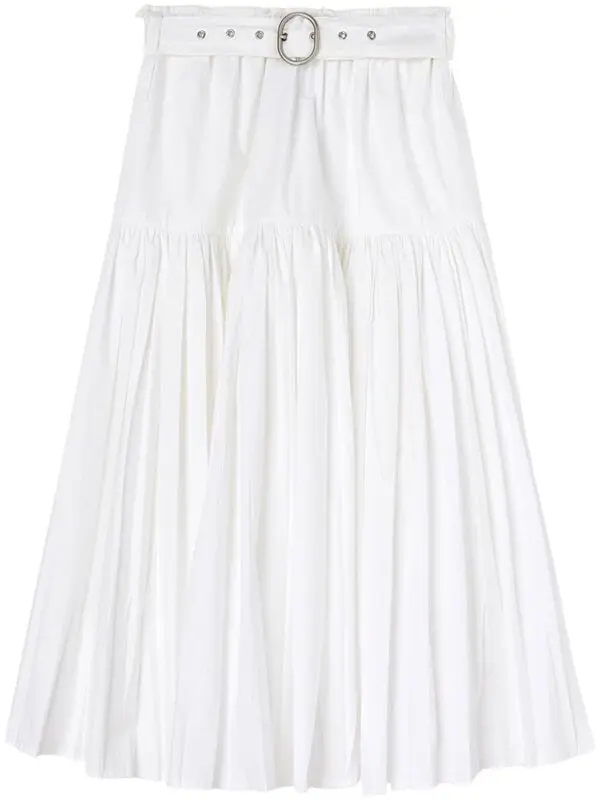 JIL SANDER Pleated Midi Skirt - White
