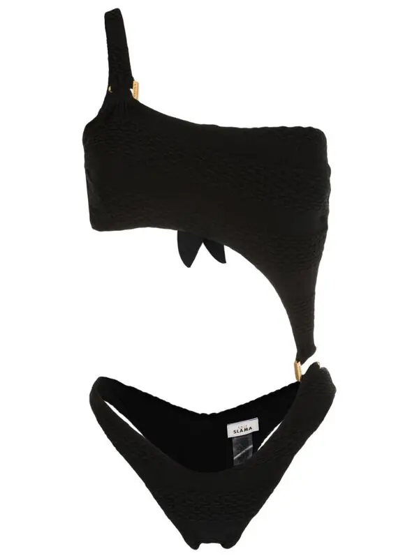 AMIR SLAMA Cut-out One-shoulder One-piece Swimsuit - Black