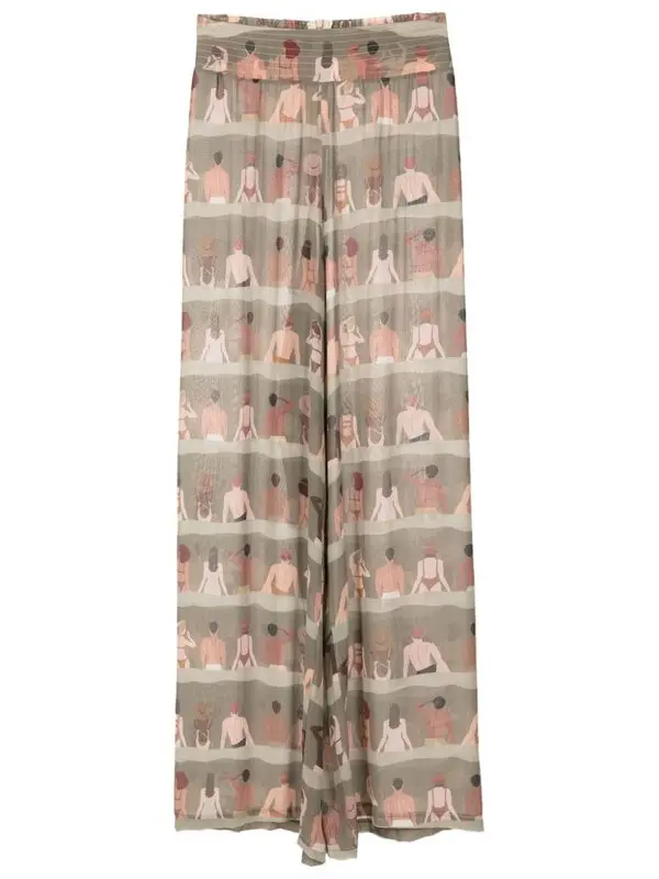 AMIR SLAMA Graphic-print Silk Trousers - Green