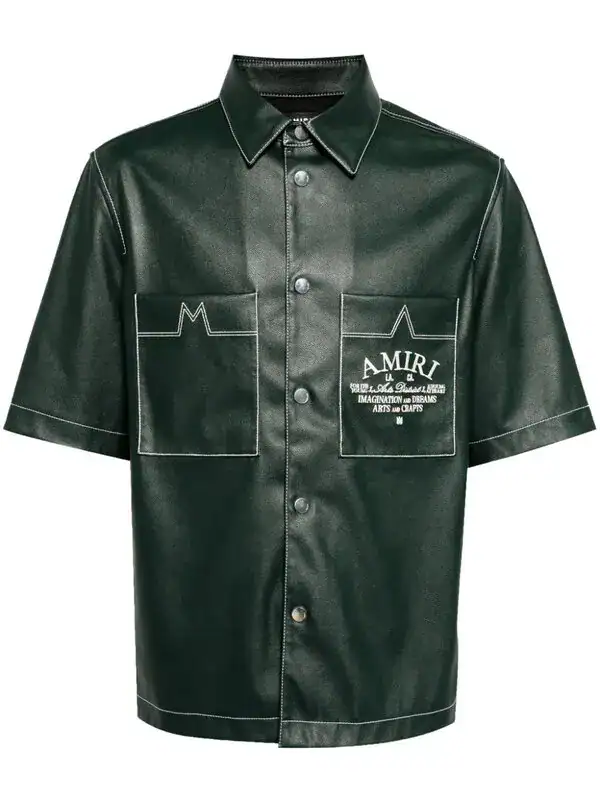 Amiri Arts District Faux-Leather Shirt In Green - 42% Off