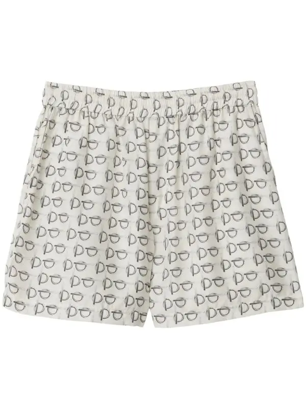Burberry Toggle-print Silk Shorts - White