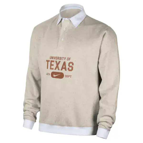 Nike Texas Club Fleece College Long-Sleeve Polo In Brown 24% Off
